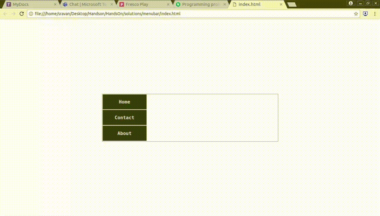 Techfreak Tej Css3 Handson Menu Bar Create A Css Menu Bar As Shown In The Image Above